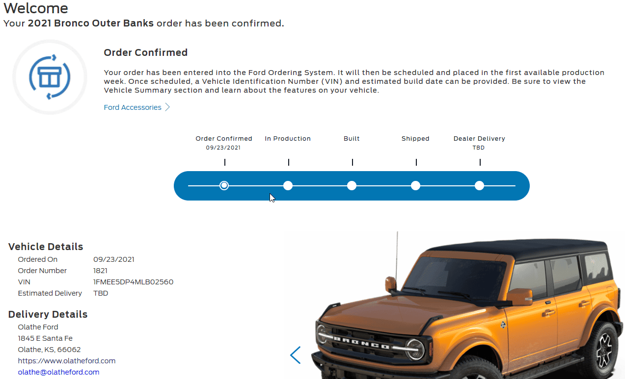 Ford Vehicle Order Tracking Not Working Bronco Nation