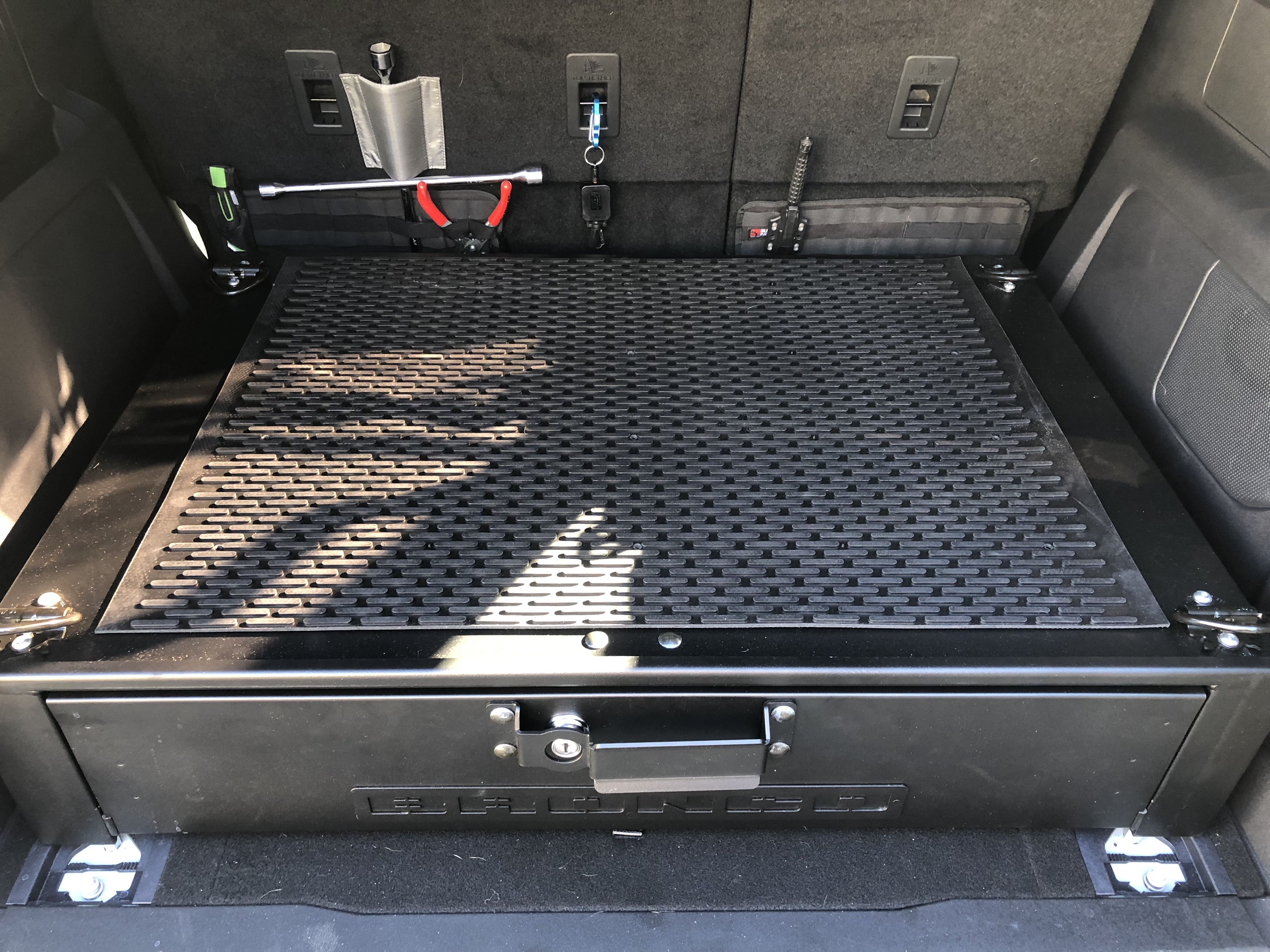 Cargo area security drawer - Bronco Nation