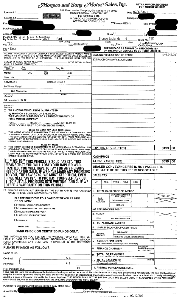 Signed Buyers Orders - Bronco Nation