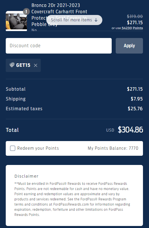 Ford Pass Reward Online Redemption - Bronco Nation