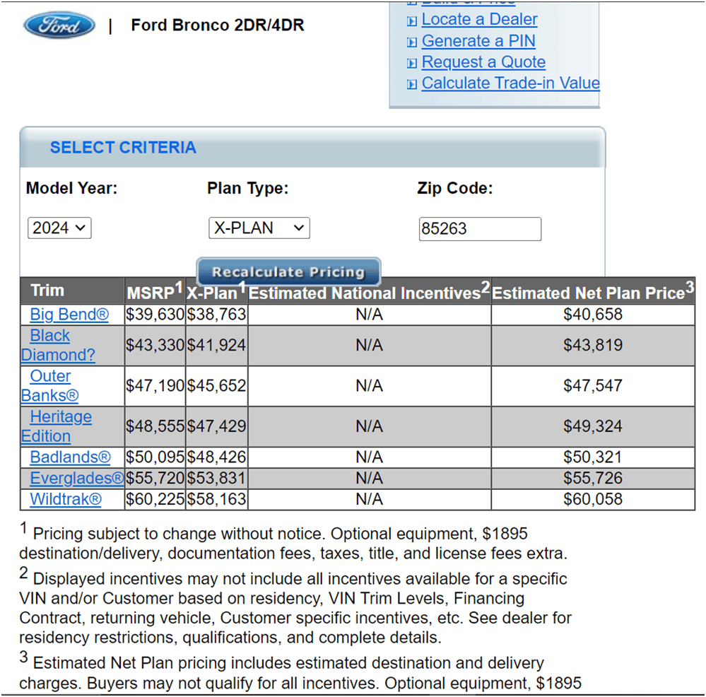 Ordering with X-Plan pricing - Bronco Nation