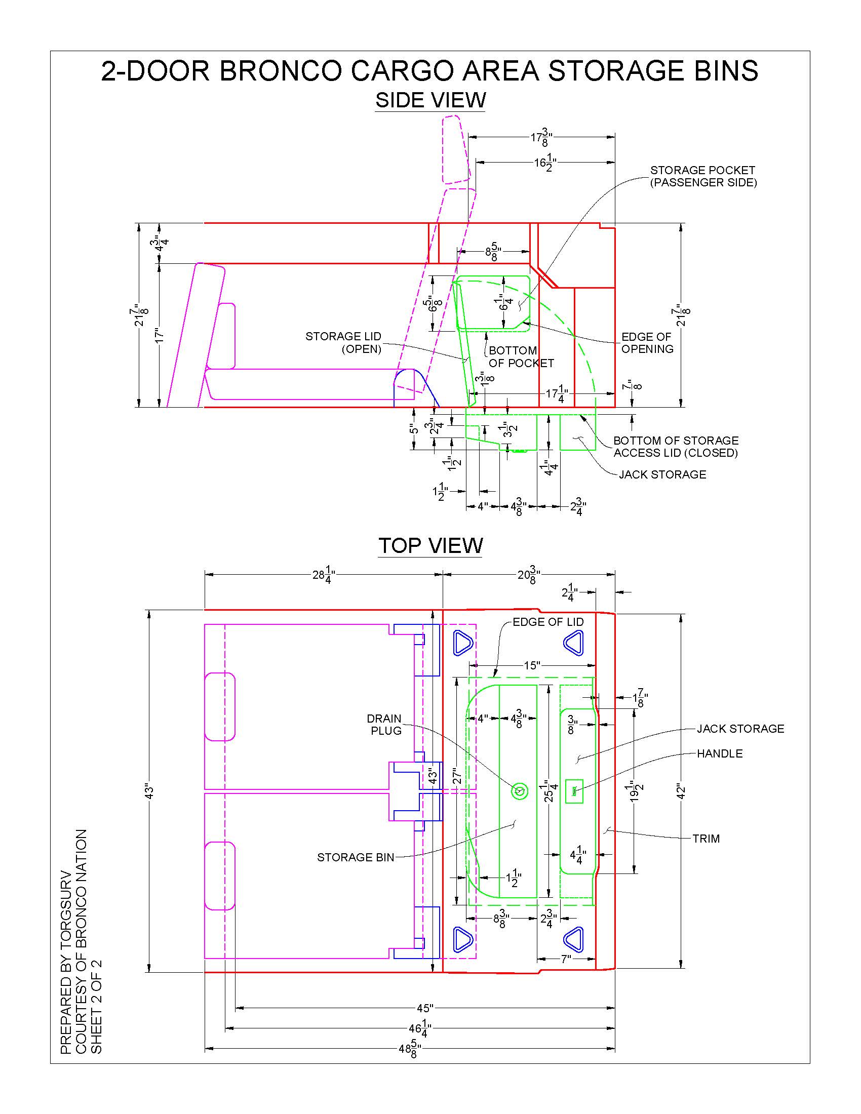 2-Door Bronco Cargo Area Dimensions (By Torgsurv) - Bronco Nation